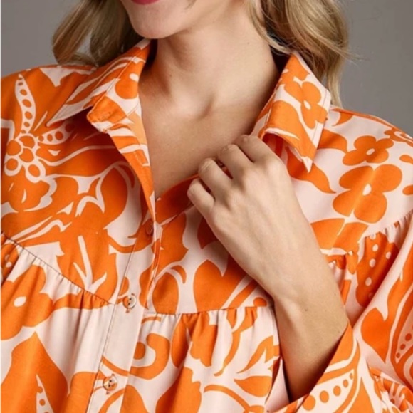 Umgee | Tops | Umgee New Spring Tropical Floral Button Up Blouse Top ...